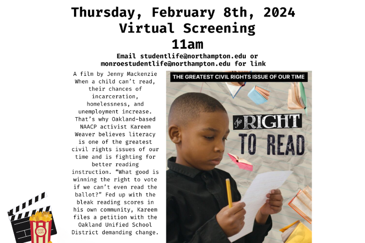Right to Read Film screening (virtual) | Northampton Community College